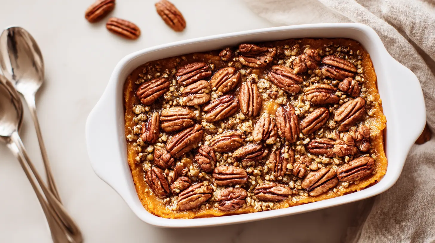 Sweet Potato Casserole with Pecans - Easy Southern Recipe