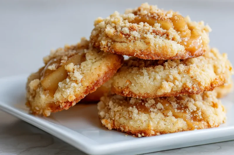 Apple Crumble Cookies - Easy, Crumble Topping and Caramel