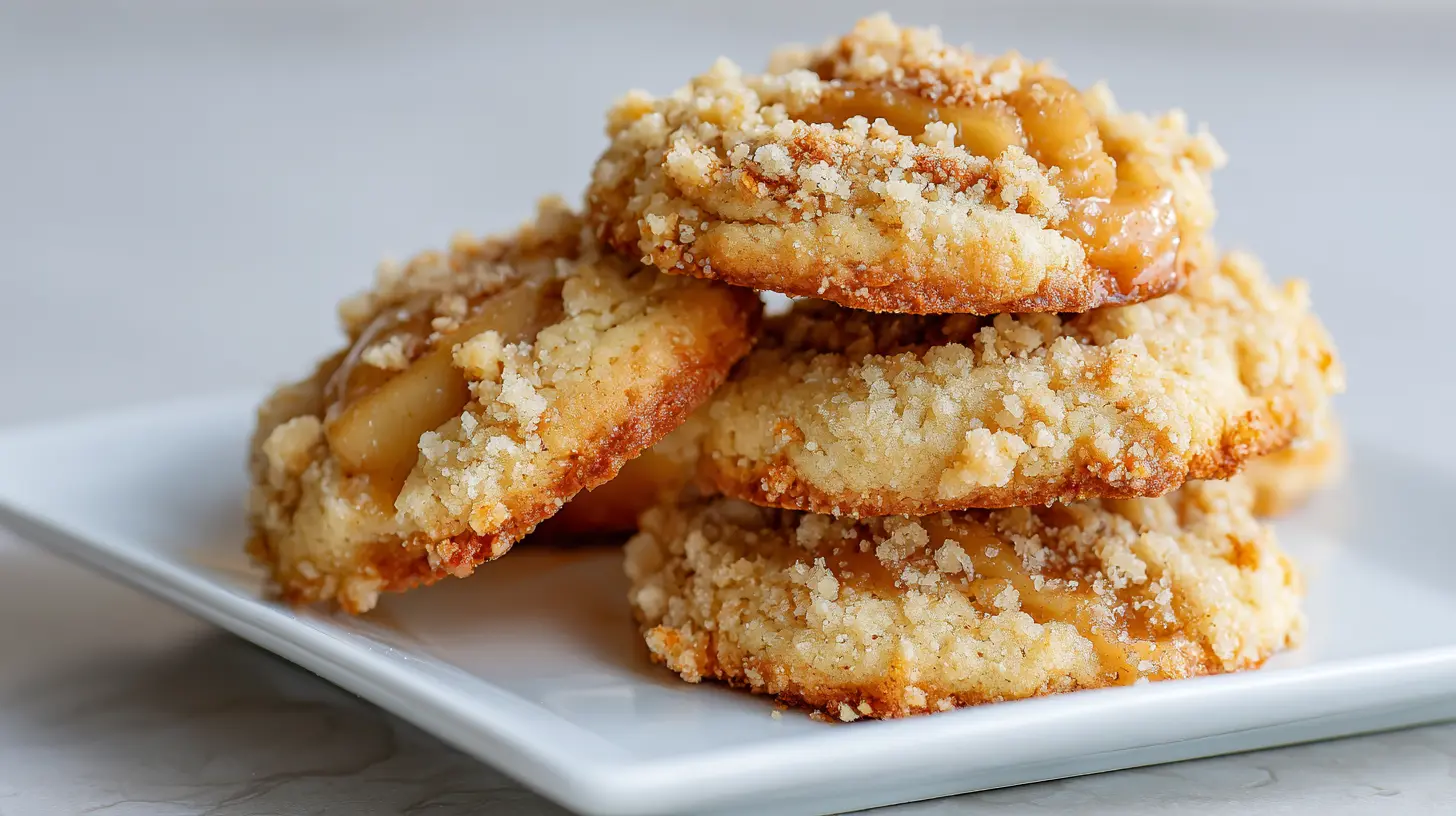 Apple Crumble Cookies - Easy, Crumble Topping and Caramel