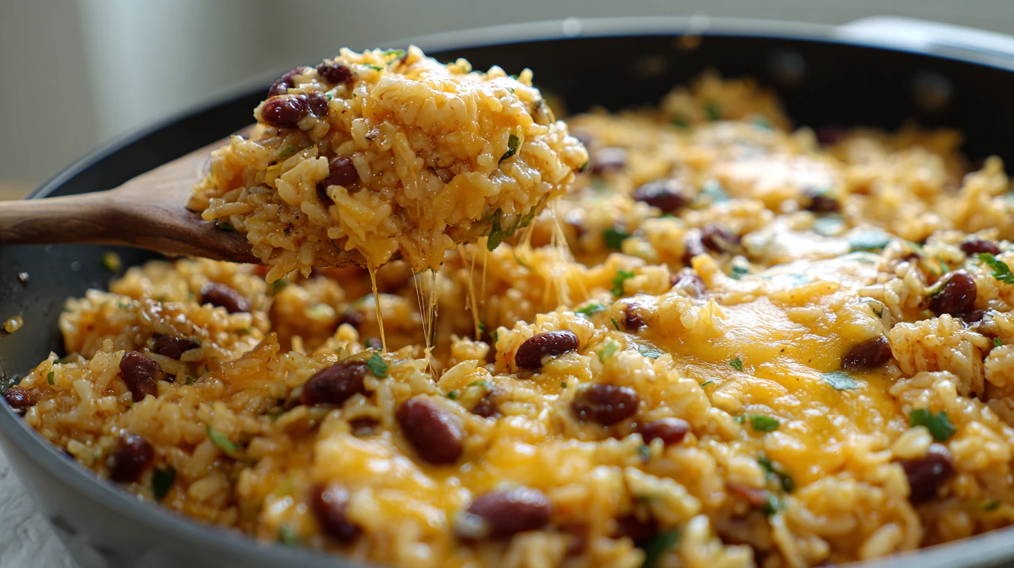 One-Pan Cheesy Rice and Beans - Easy Weeknight Dinner